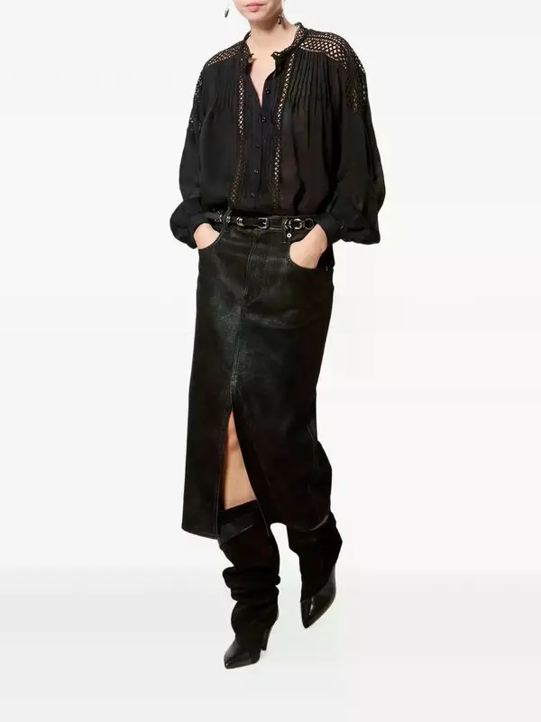 MARANT ETOILE Bisane Weathered-effect Midi Skirt
