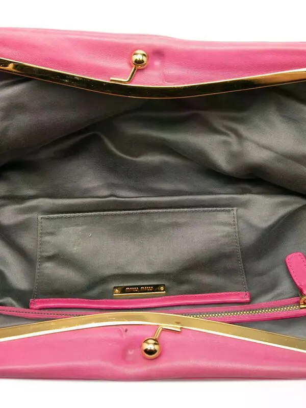 Miu Miu Pleated Nappa Frame Clutch Bag - Pink