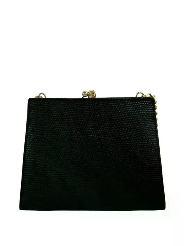 FERRAGAMO Lizard Embossed Leather Vara Chain Crossbody Bag