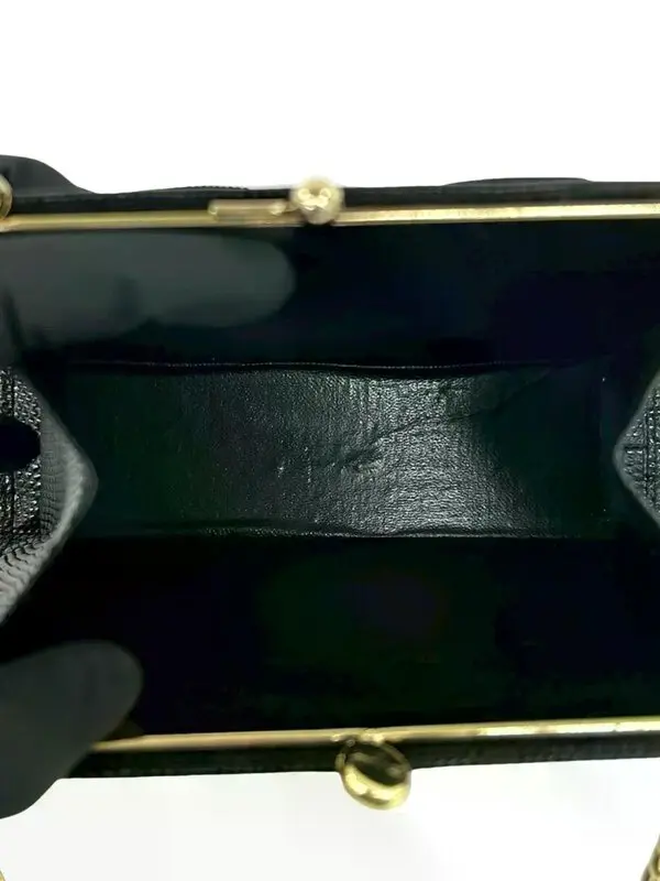 FERRAGAMO Lizard Embossed Leather Vara Chain Crossbody Bag