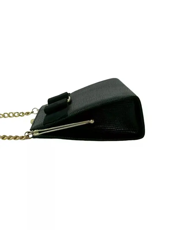 FERRAGAMO Lizard Embossed Leather Vara Chain Crossbody Bag