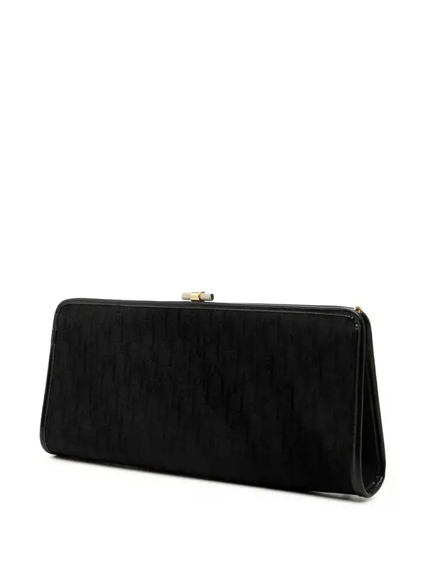 Dior 20th Century Diorissimo Trotter Canvas Clutch With Chain Crossbody Bag - Black