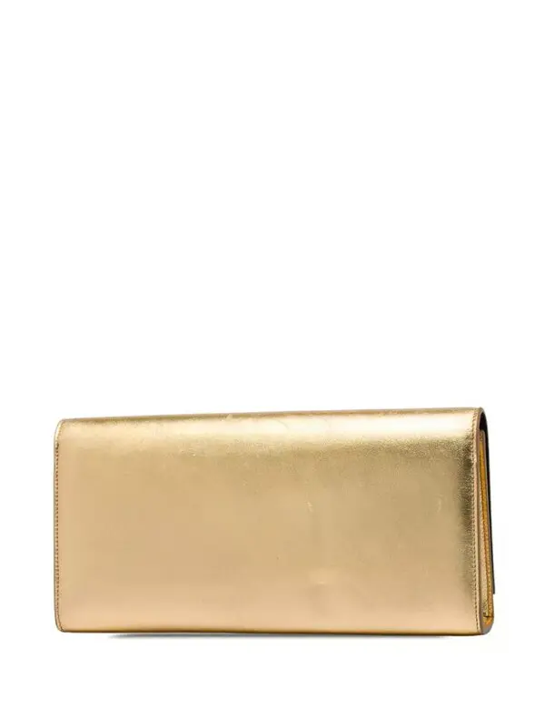 Saint Laurent Metallic Calfskin Cassandre Clutch Bag - Gold
