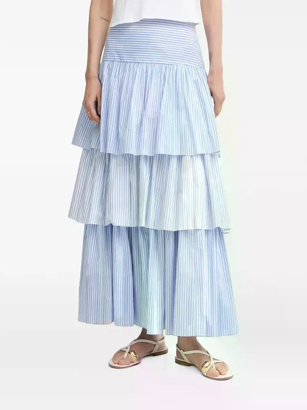 Luisa Spagnoli Striped Tiered Maxi Skirt