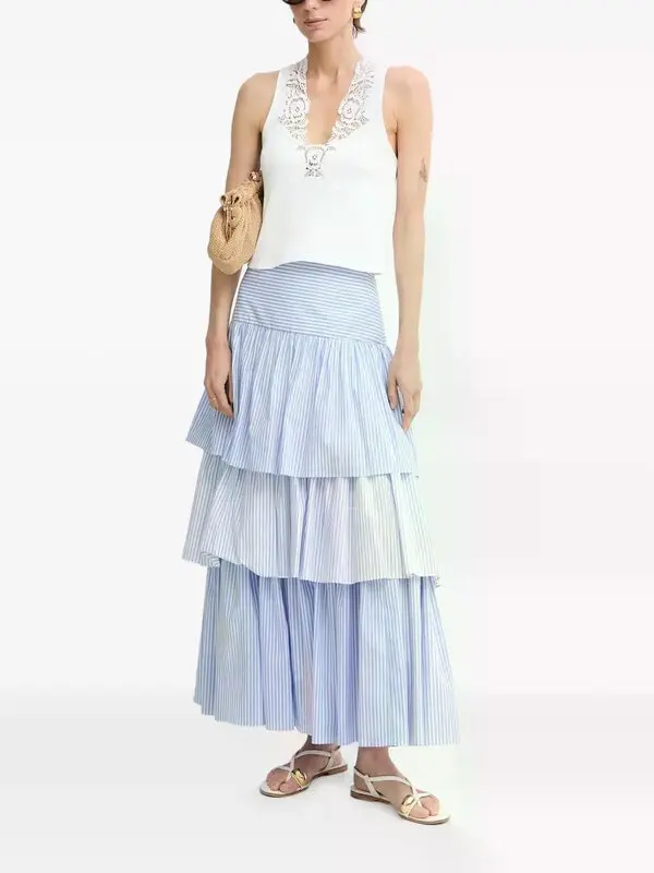 Luisa Spagnoli Striped Tiered Maxi Skirt