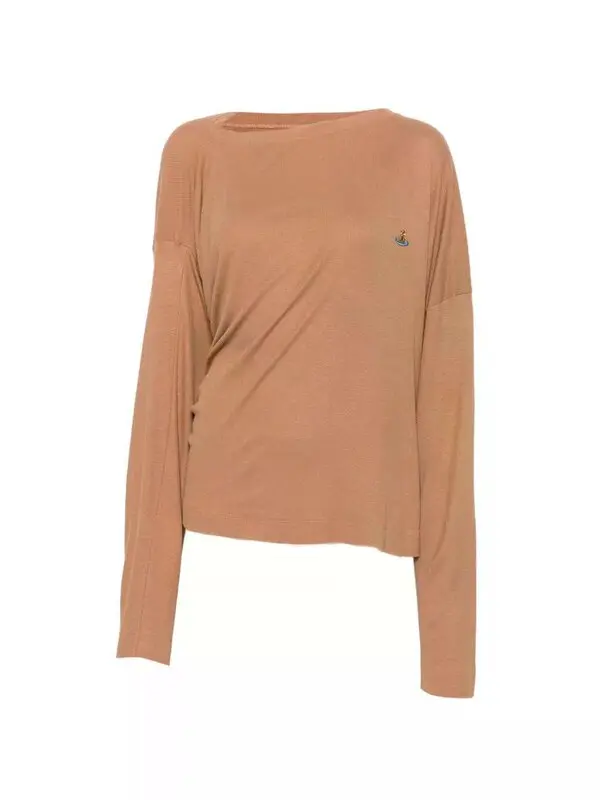 VIVIENNE WESTWOOD Orb Embroidered Long Sleeve T-shirt - Brown