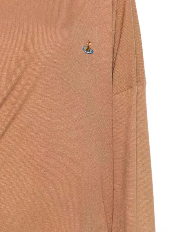 VIVIENNE WESTWOOD Orb Embroidered Long Sleeve T-shirt - Brown