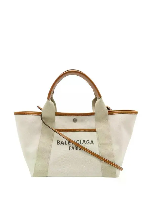 Balenciaga 2018-2026 Small Canvas Biarritz Tote Satchel - White