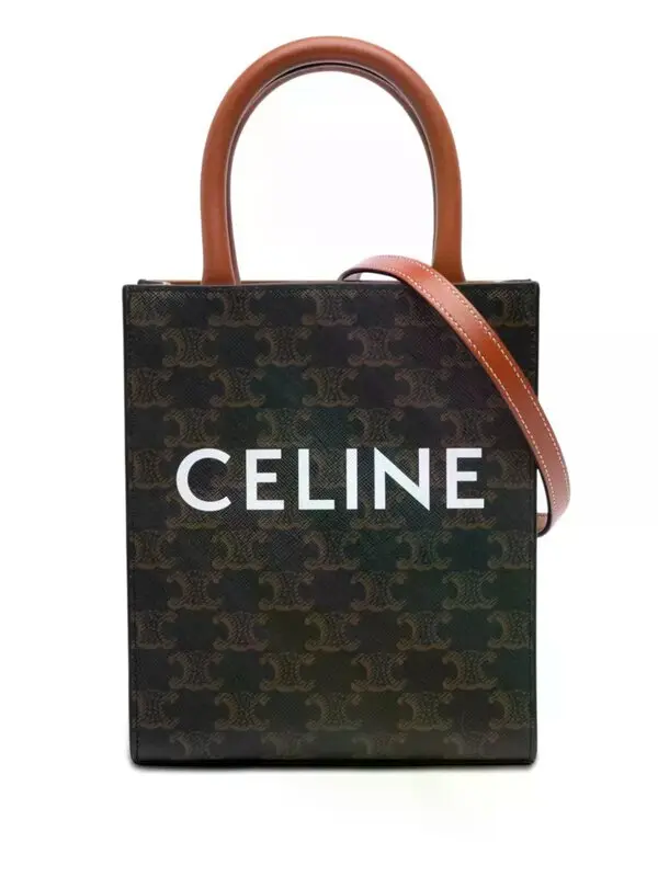 Celine 2023 Mini Triomphe Coated Canvas Vertical Cabas Satchel