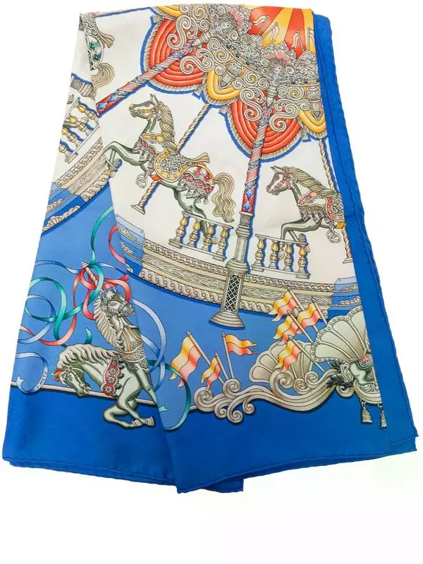 Hermès 1980-2010 Luna Park Silk Scarf 90 Scarves - Blue