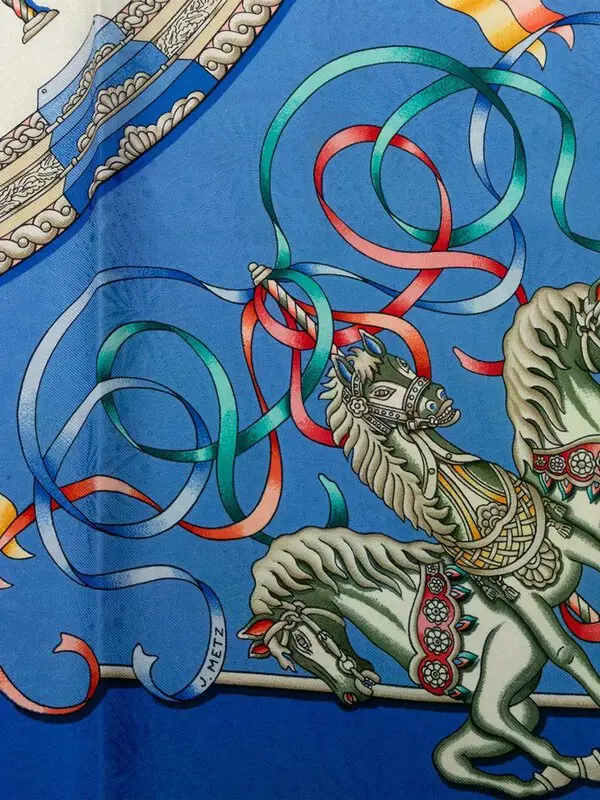Hermès 1980-2010 Luna Park Silk Scarf 90 Scarves - Blue