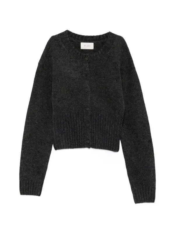 ST. AGNI Ribbed Knit Cropped Cardigan - Grey