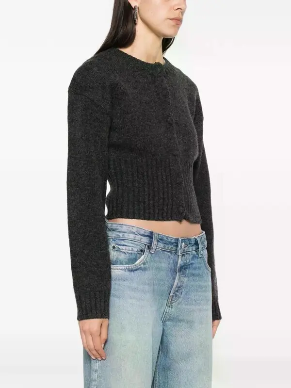 ST. AGNI Ribbed Knit Cropped Cardigan - Grey