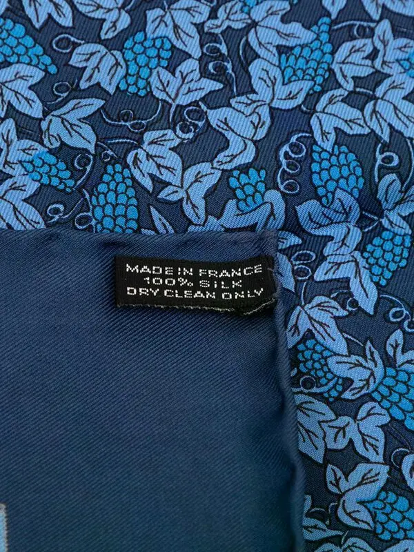 Hermès 2000-2026 Grape Vines Silk Pocket Square Scarf Scarves - Blue