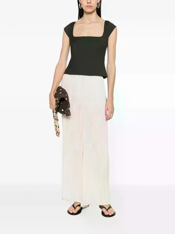 ST. AGNI Cap-sleeves Square-neck Top - Black