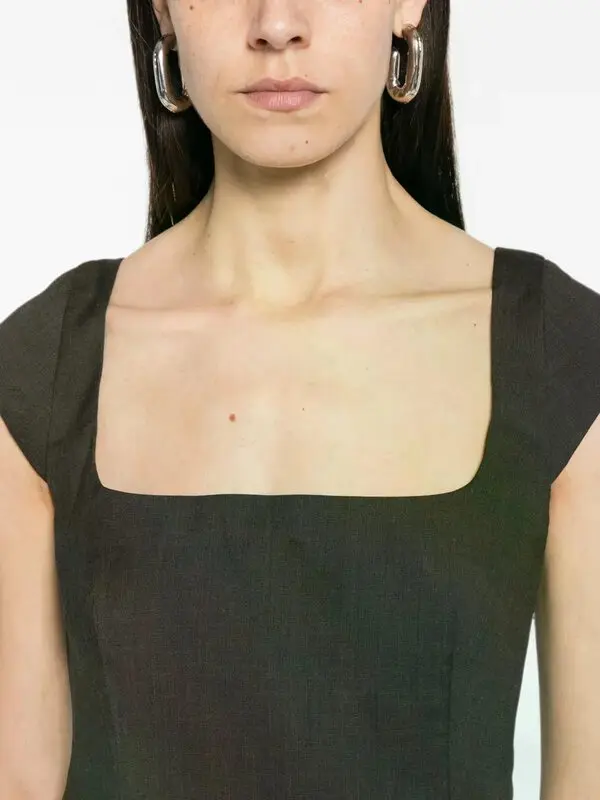 ST. AGNI Cap-sleeves Square-neck Top