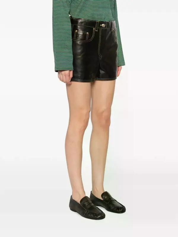 Versace Belt-loops Leather Shorts