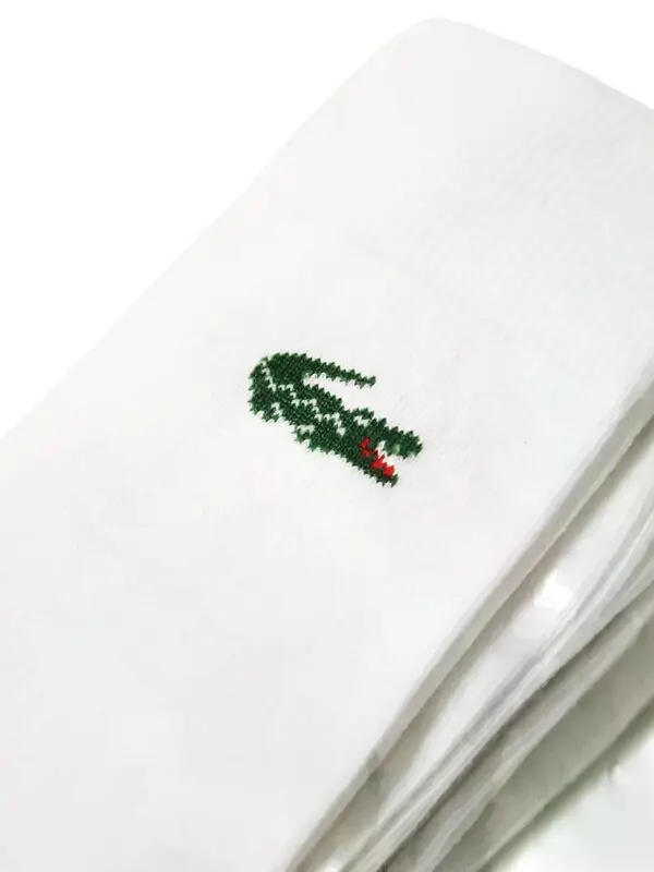 Lacoste Logo-intarsia Ribbed Socks - White