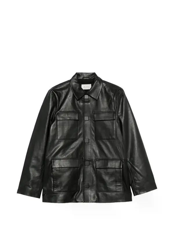 ST. AGNI Flap-pocket Leather Jacket - Black