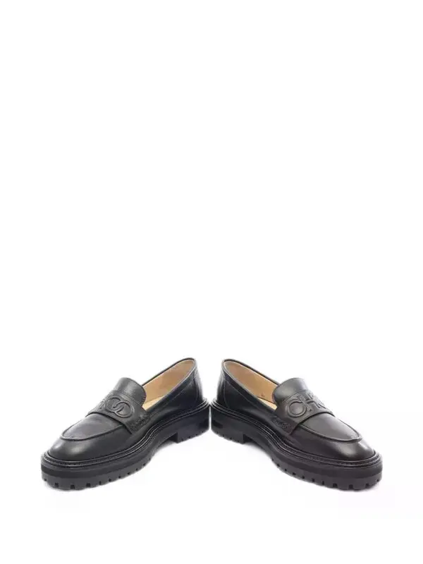 JIMMY CHOO 2010s Logo-strap Leather Loafers