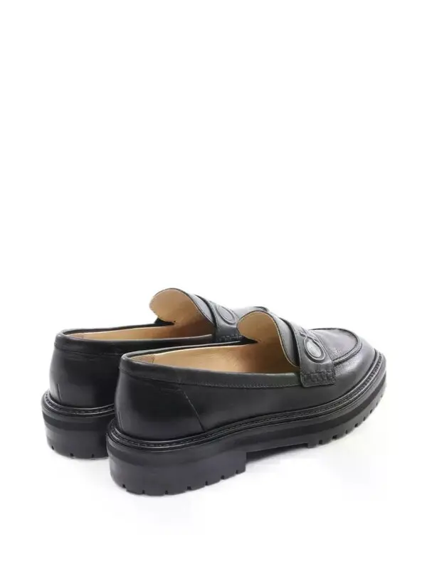 JIMMY CHOO 2010s Logo-strap Leather Loafers