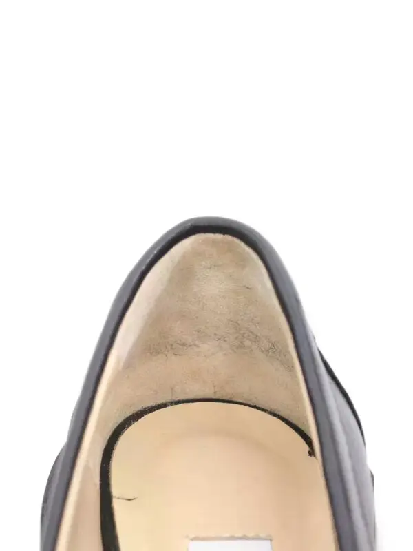 JIMMY CHOO 2010s Logo-strap Leather Loafers