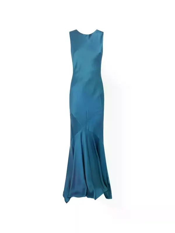 Max Mara Satin-crêpe Maxi Dress - Green