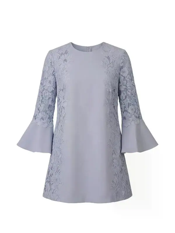 Valentino Garavani Lace-panelled Flared-sleeve Mini Dress - Purple