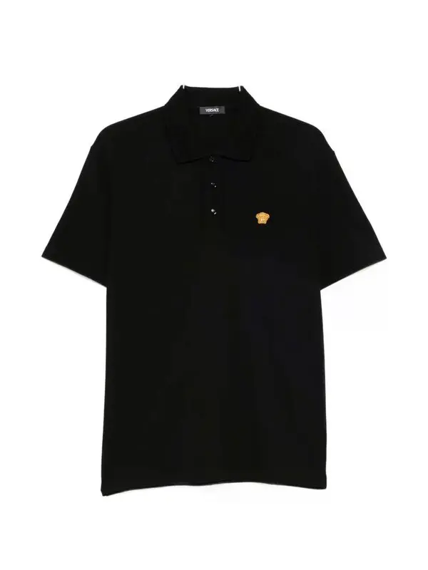 Versace Medusa-embroidery Piqué Polo Shirt - Black