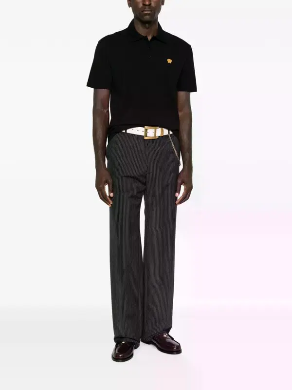Versace Medusa-embroidery Piqué Polo Shirt