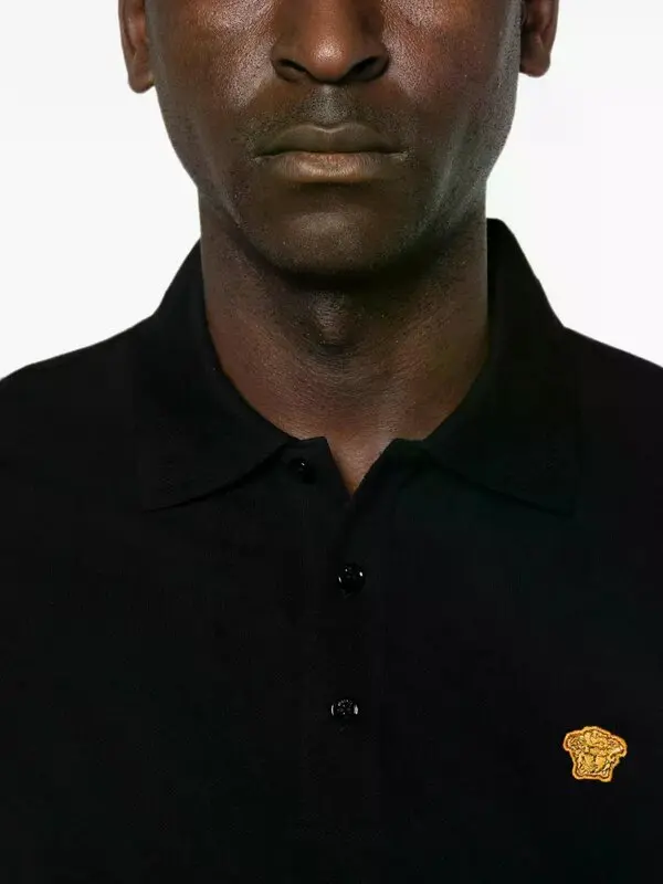 Versace Medusa-embroidery Piqué Polo Shirt
