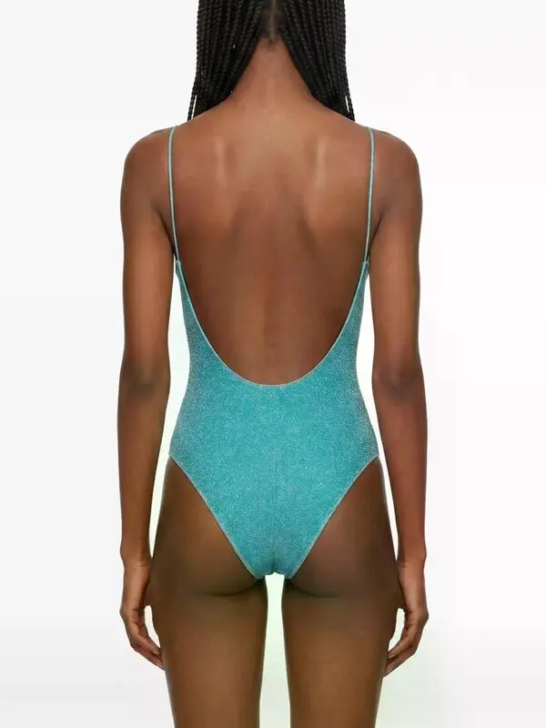 Oseree Lumiére Glitter-effect Scoop-back Swimsuit