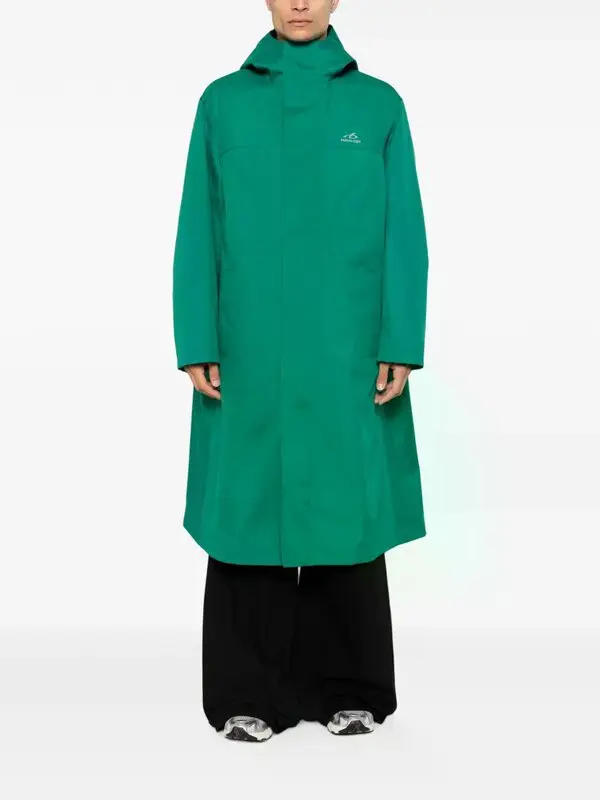 Balenciaga Hooded Logo-print Coat
