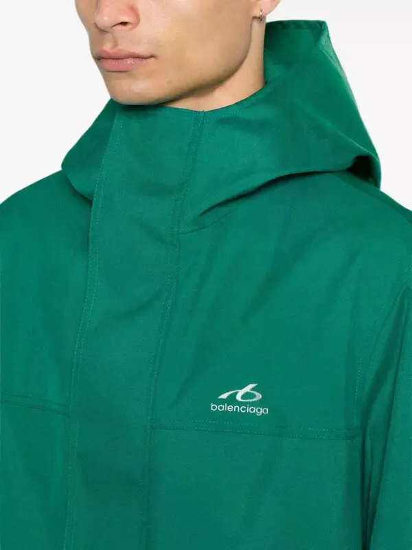 Balenciaga Hooded Logo-print Coat