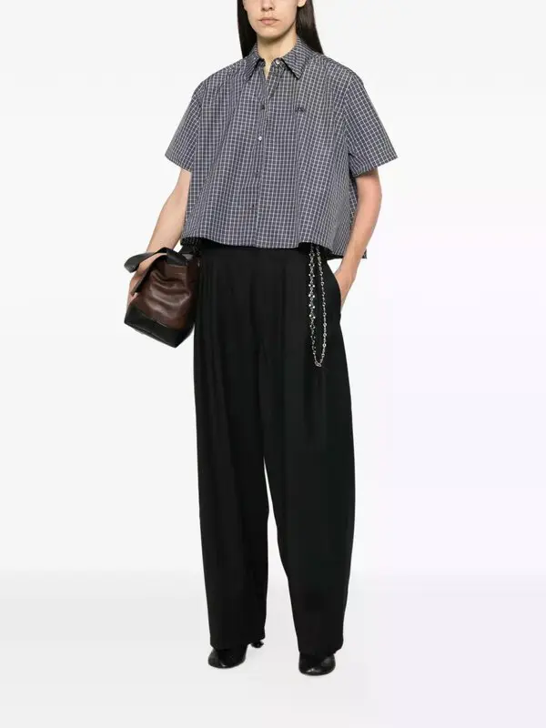 Loewe Check-pattern Cropped Shirt - Black