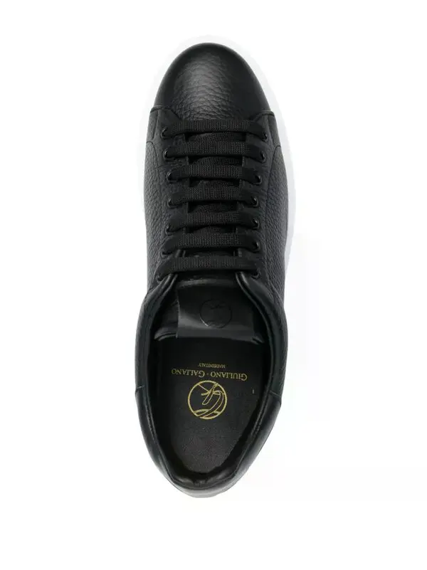 GIULIANO GALIANO Black Calf Leather Lace-up Sneakers