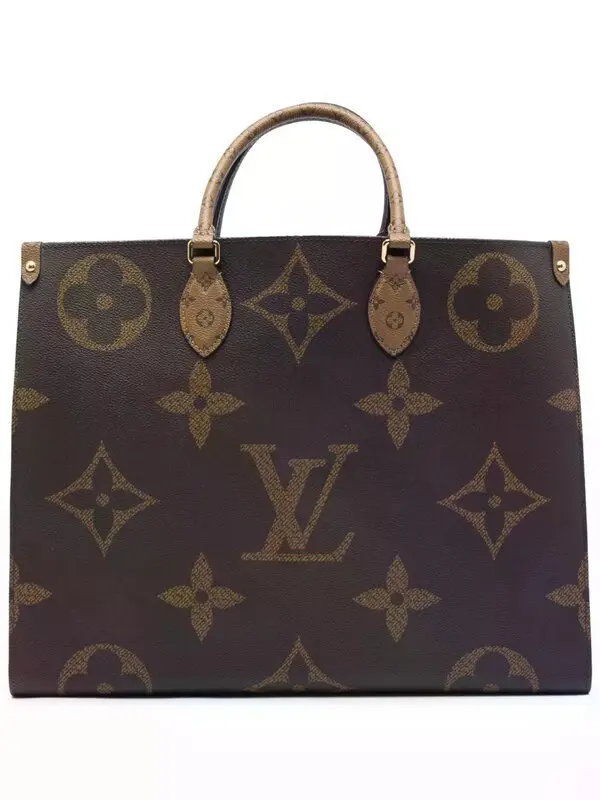 LOUIS VUITTON Monogram Reverse Giant Onthego Gm Satchel - Brown