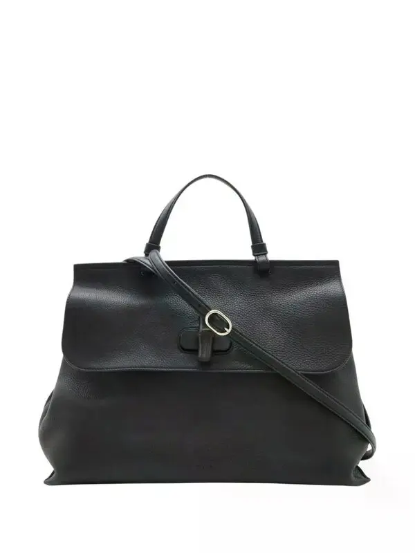 Gucci 2000-2015 Large Calfskin Bamboo Daily Satchel - Black