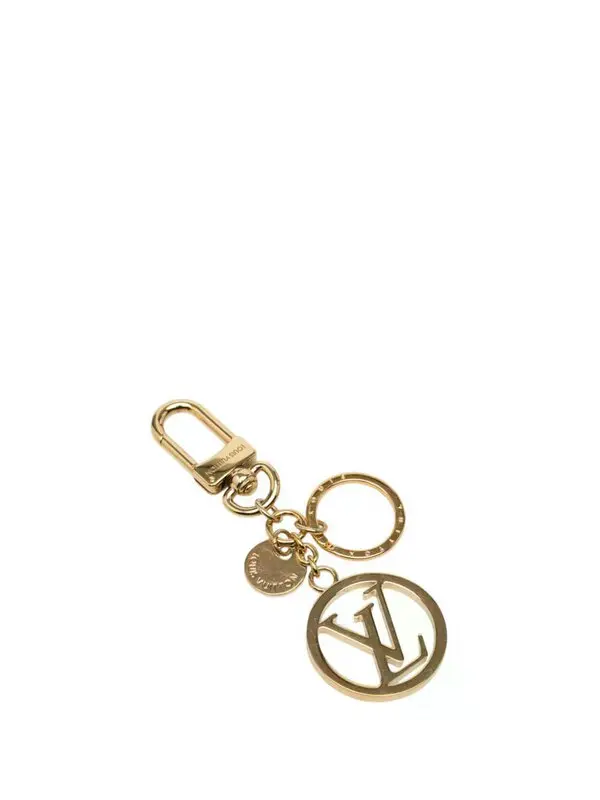 LOUIS VUITTON Tone Metal Circle Holder And Bag Charm Keychain - Gold