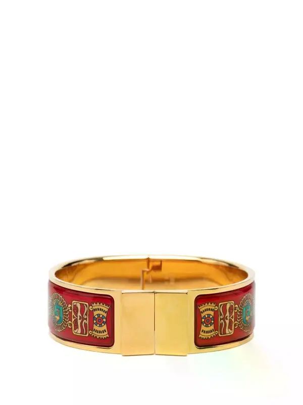 Hermès 1994-2004 Wide Enamel Emaille Loquet Bracelet Gm Costume Bracelet - Gold
