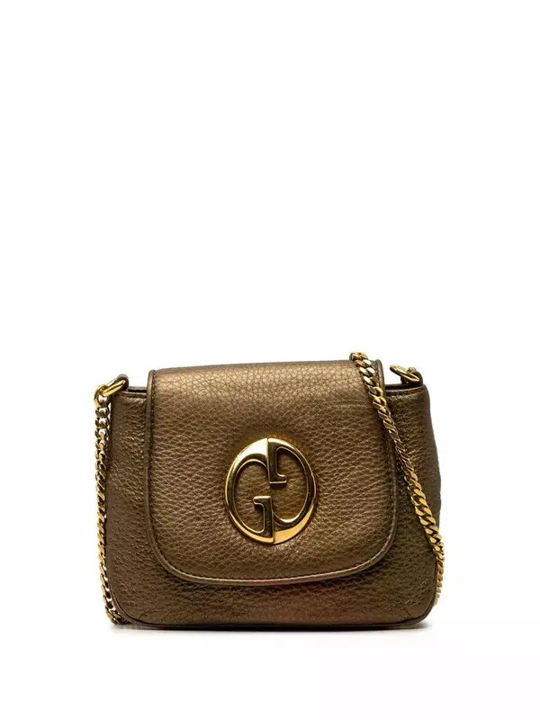 Gucci 2000-2015 Small Metallic Pebbled Calfskin 1973 Chain Crossbody Bag - Gold