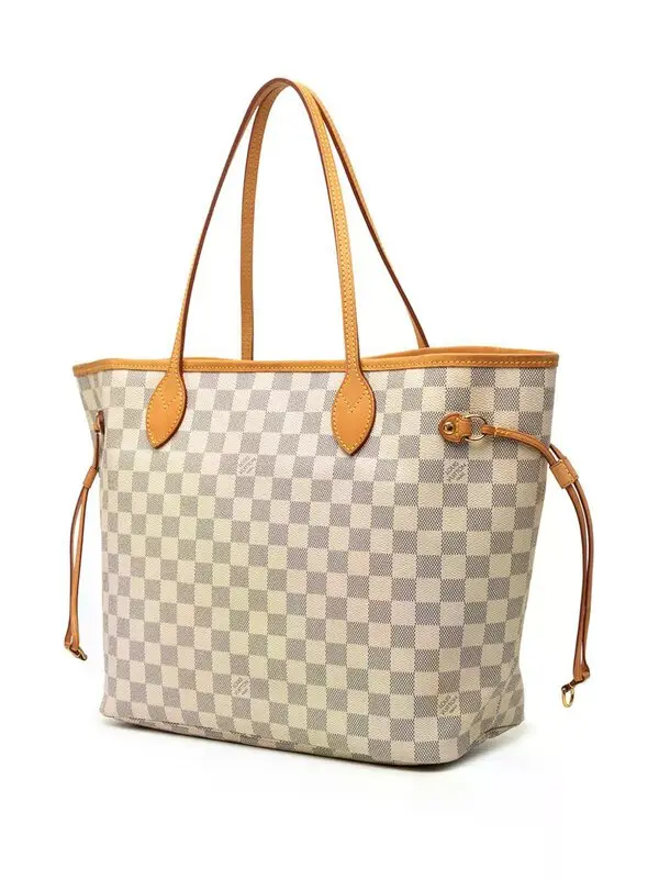 LOUIS VUITTON Damier Azur Neverfull Mm Tote Bag - White