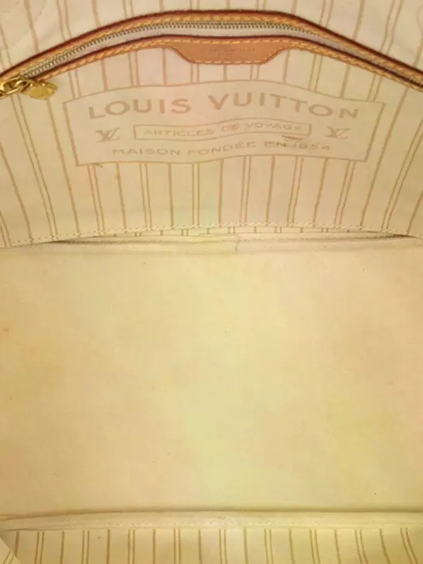 LOUIS VUITTON Damier Azur Neverfull Mm Tote Bag - White