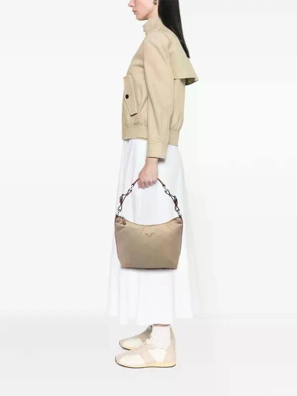 Prada Saffiano Trimmed Tessuto Shoulder Bag