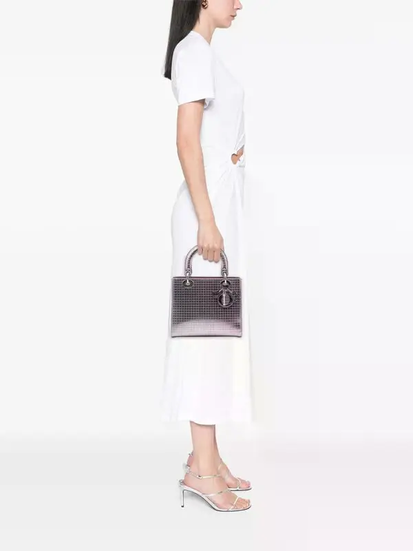 Dior 2016 Medium Metallic Patent Microcannage Lady Satchel - Purple