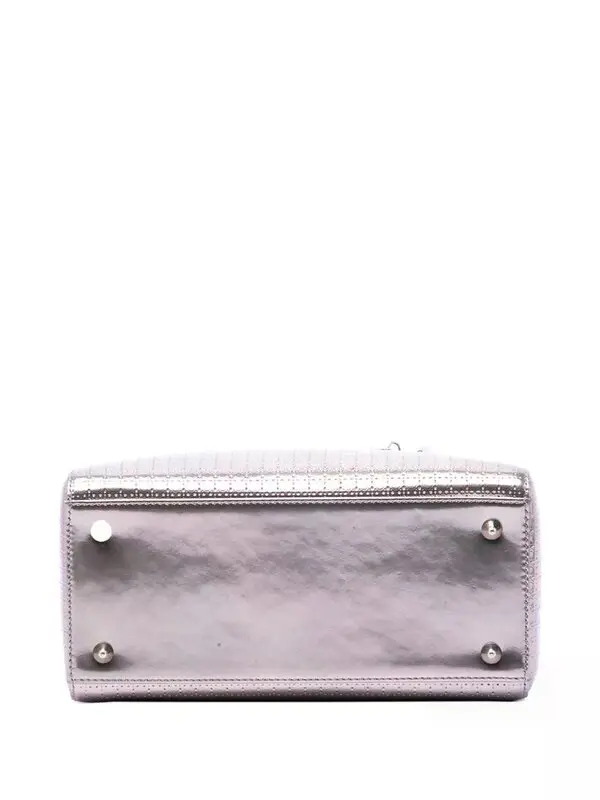 Dior 2016 Medium Metallic Patent Microcannage Lady Satchel - Purple