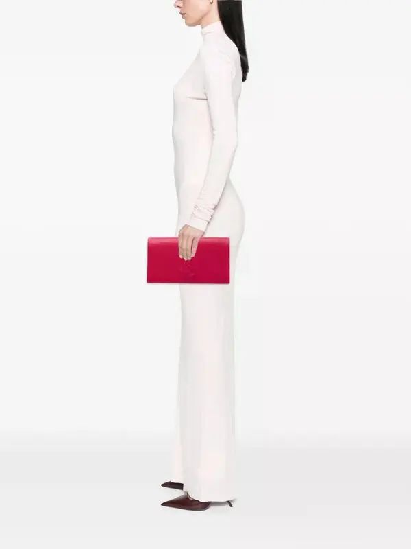 Saint Laurent 2014 Large Leather Monogram Belle De Jour Clutch Bag - Pink