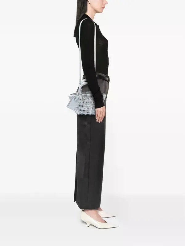Balenciaga Metallic Faux Leather Bistro Basket Bag - Silver