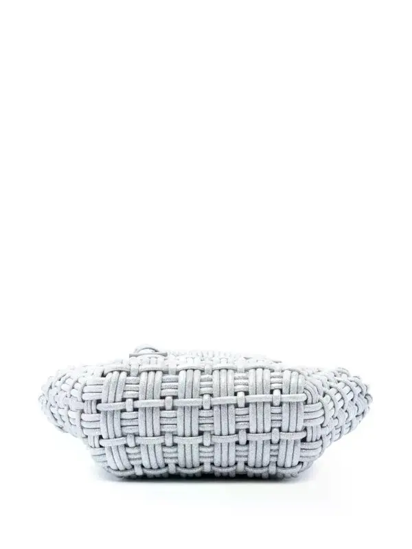 Balenciaga Metallic Faux Leather Bistro Basket Bag - Silver
