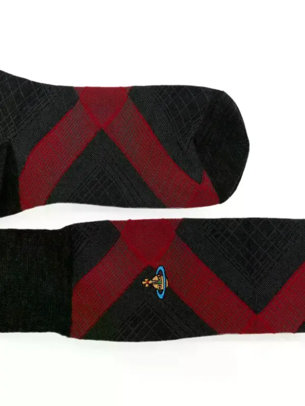 VIVIENNE WESTWOOD Orb-embroidered High Socks - Black